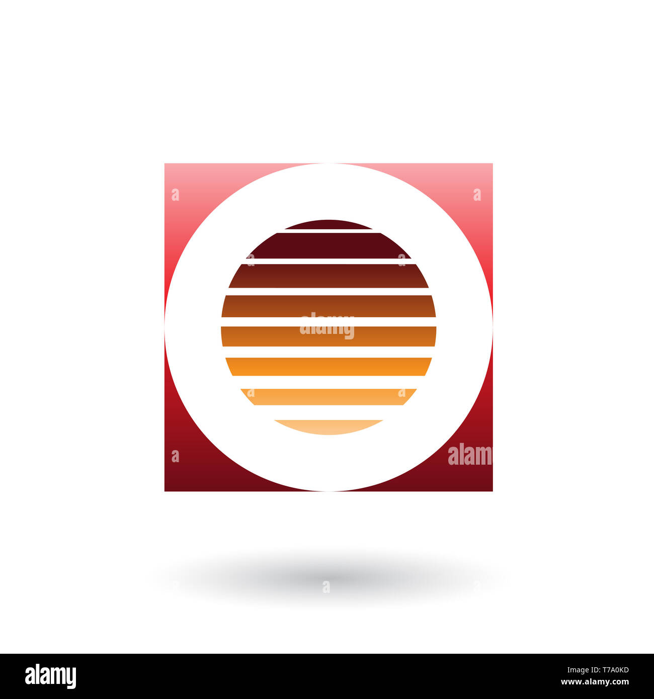 Vector Illustration of a Striped Square Red and Orange Icon for Letter ...