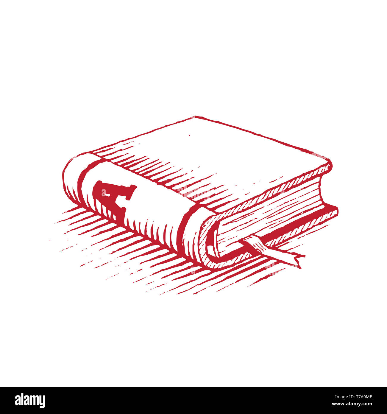Vectorized Ink Drawing of a Red Book isolated on a White Background ...