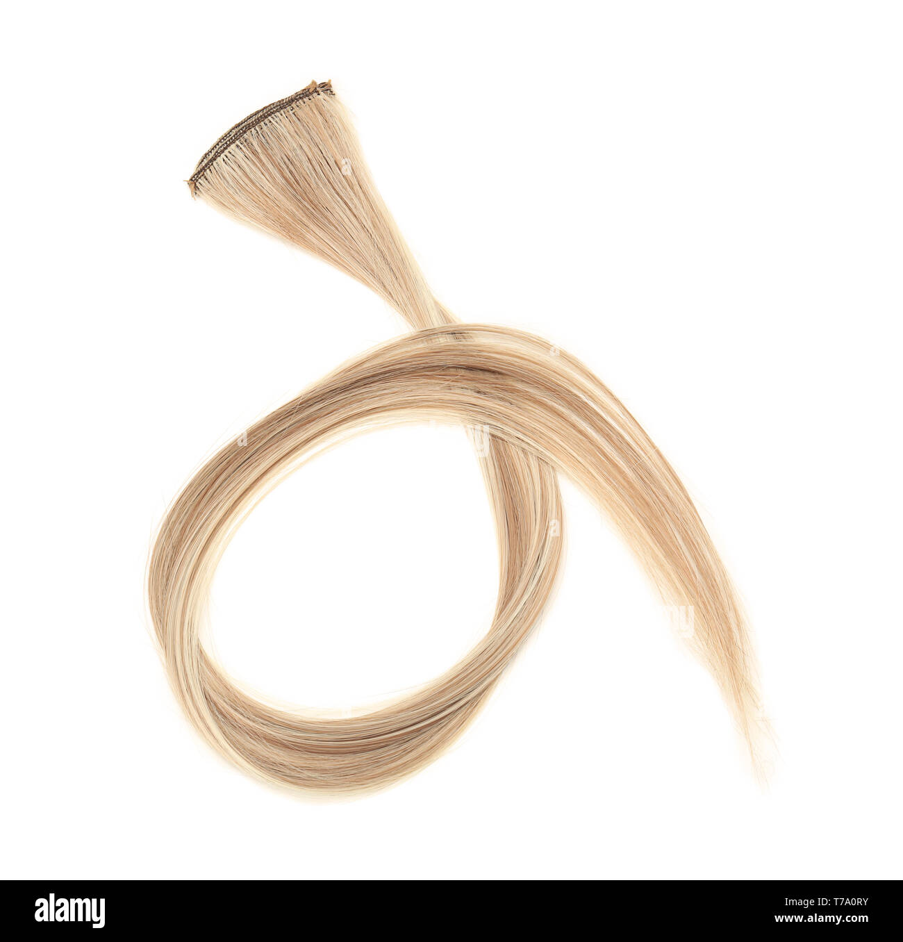 Strand of blonde hair on white background Stock Photo - Alamy