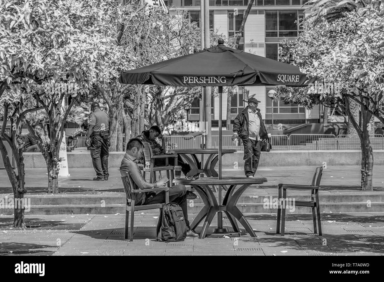 Pershing Square Park Los Angeles Downtown - CALIFORNIA, USA - MARCH 18 ...