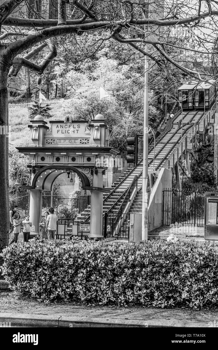 Angels Flight cable car at Downtown Los Angeles - CALIFORNIA, USA ...