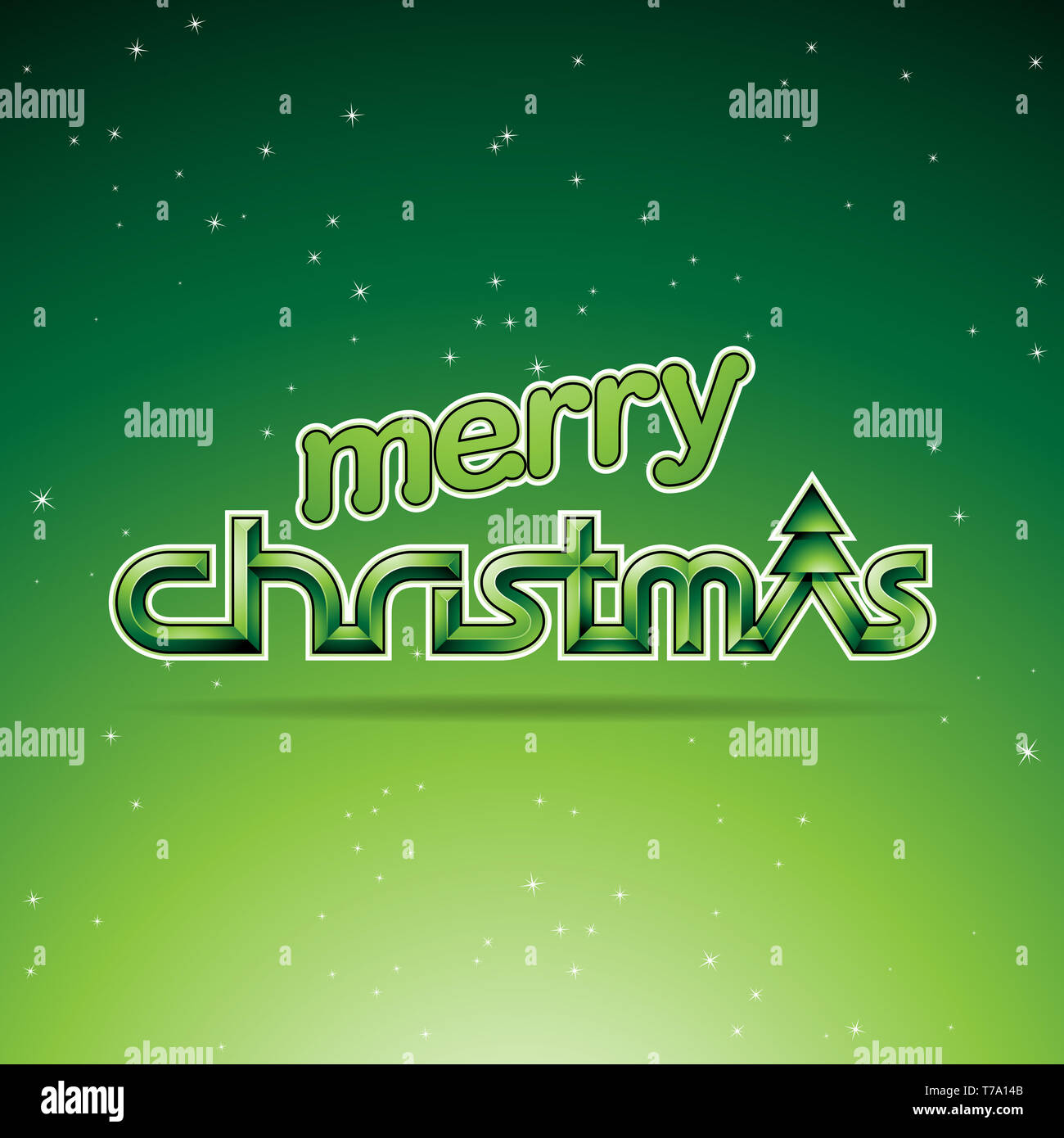 Vector Illustration of Green Glossy Merry Christmas Text Design Stock ...