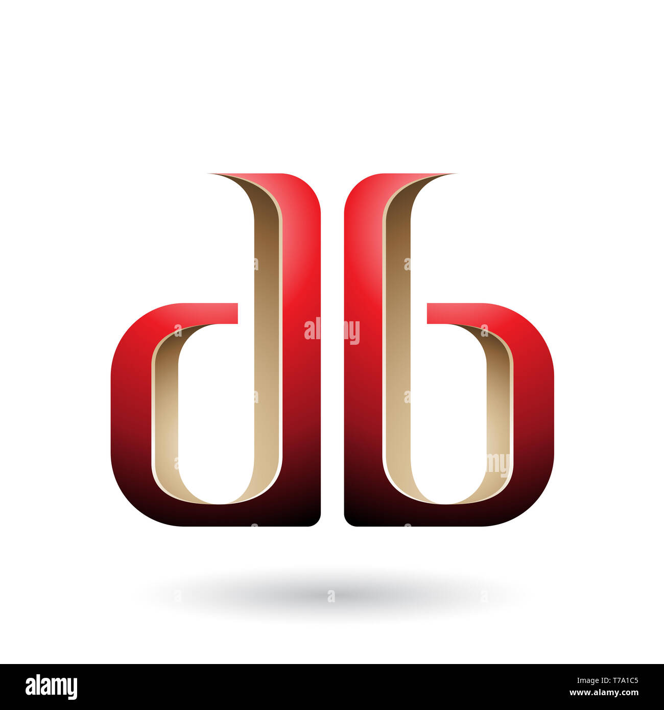 Vector Illustration of Beige and Red Double Sided D and B Letters ...