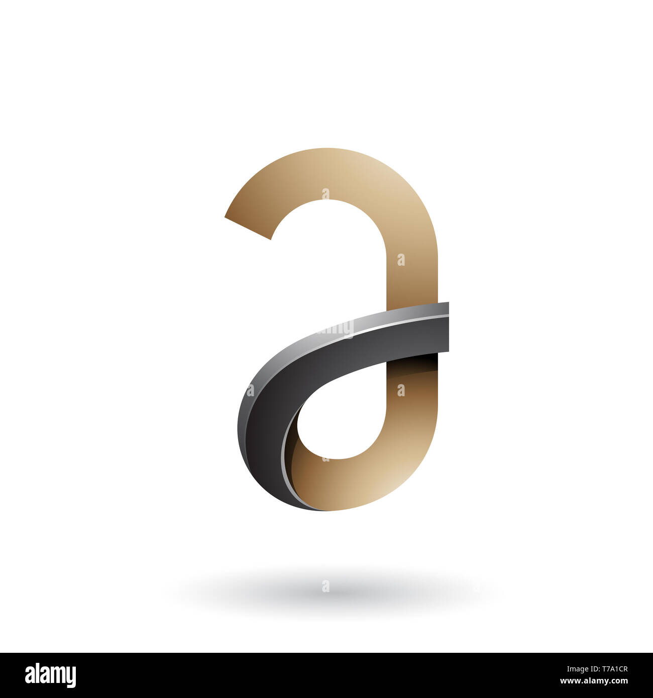 Vector Illustration of Black and Beige Bold Curvy Letter A isolated on ...