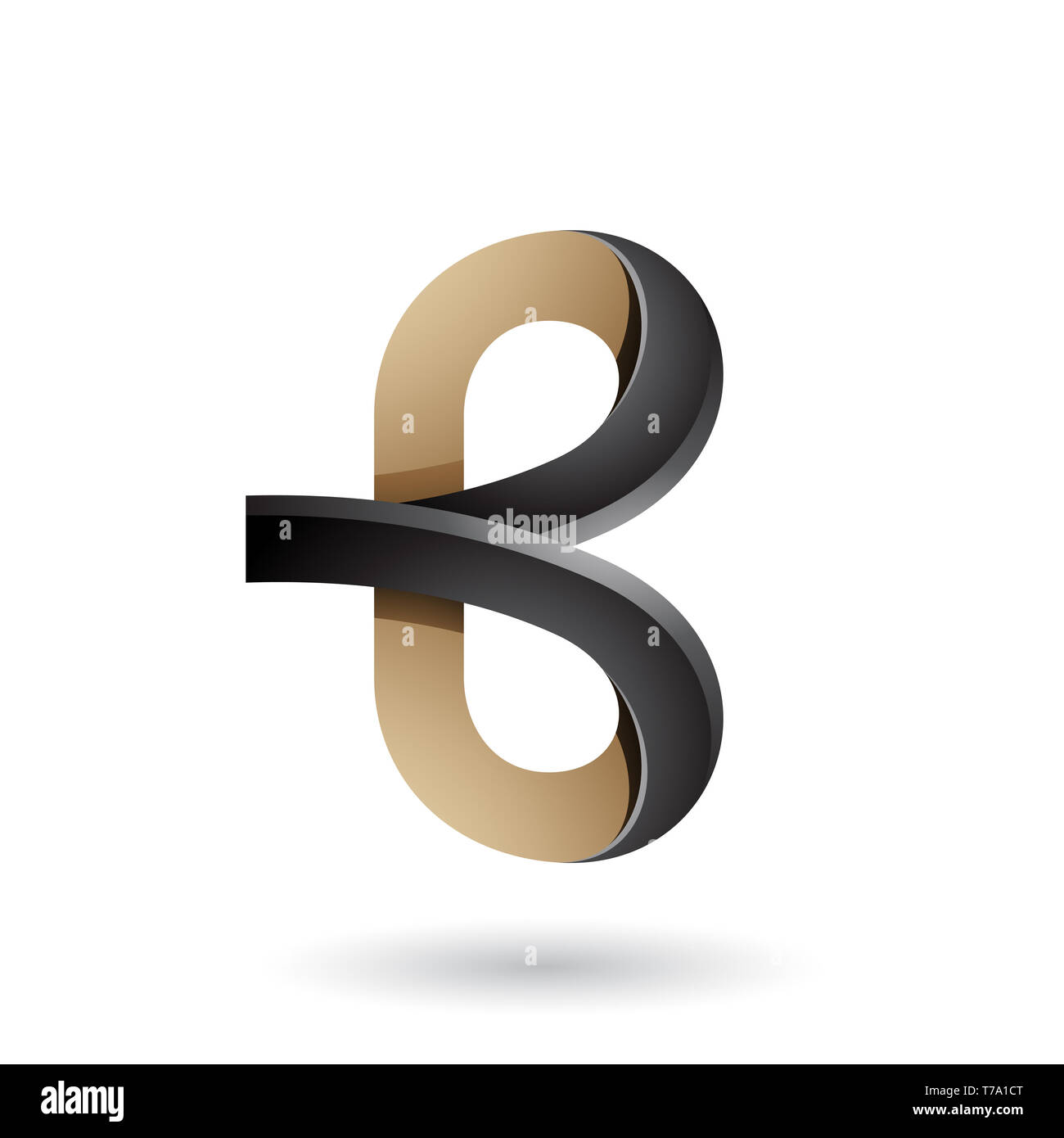 Vector Illustration of Black and Beige Bold Curvy Letter B isolated on ...