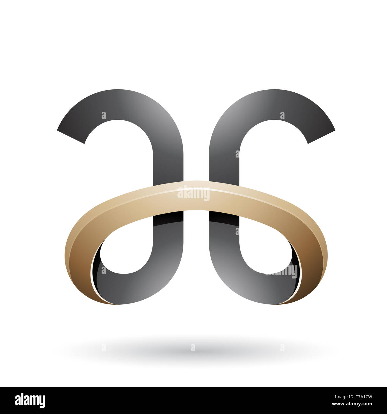 Vector Illustration of Black and Beige Bold Curvy Letters A and G ...