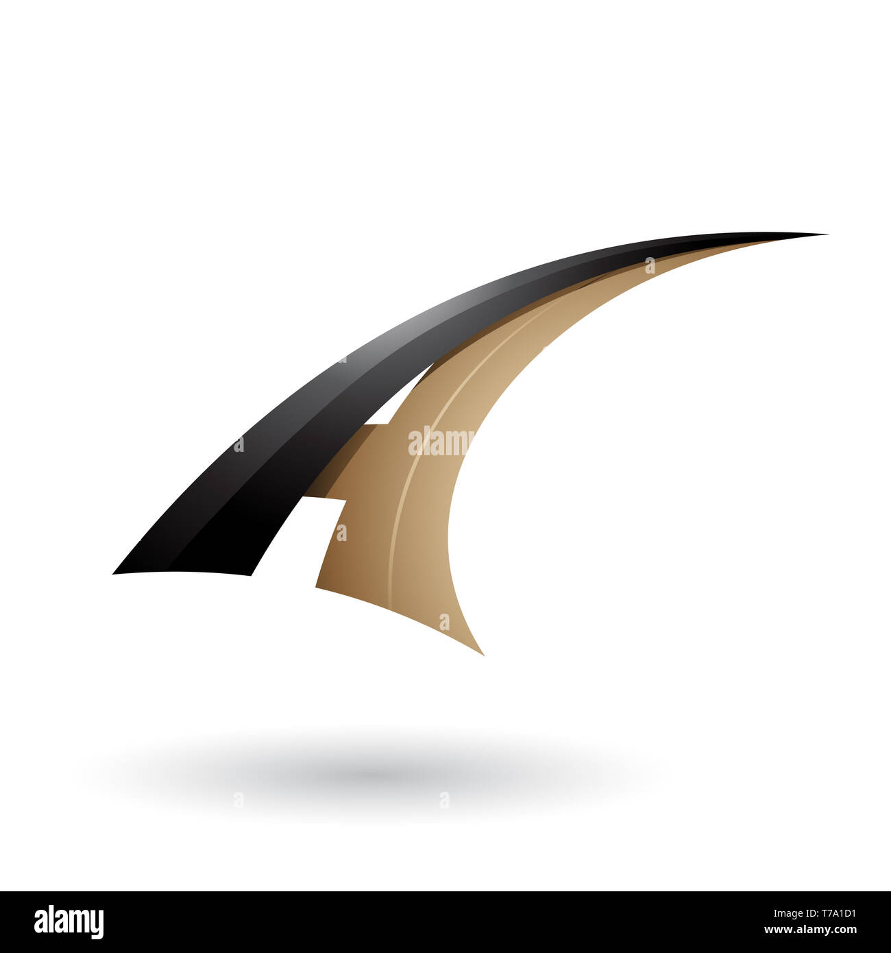 Vector Illustration of Black and Beige Dynamic Flying Letter A isolated ...