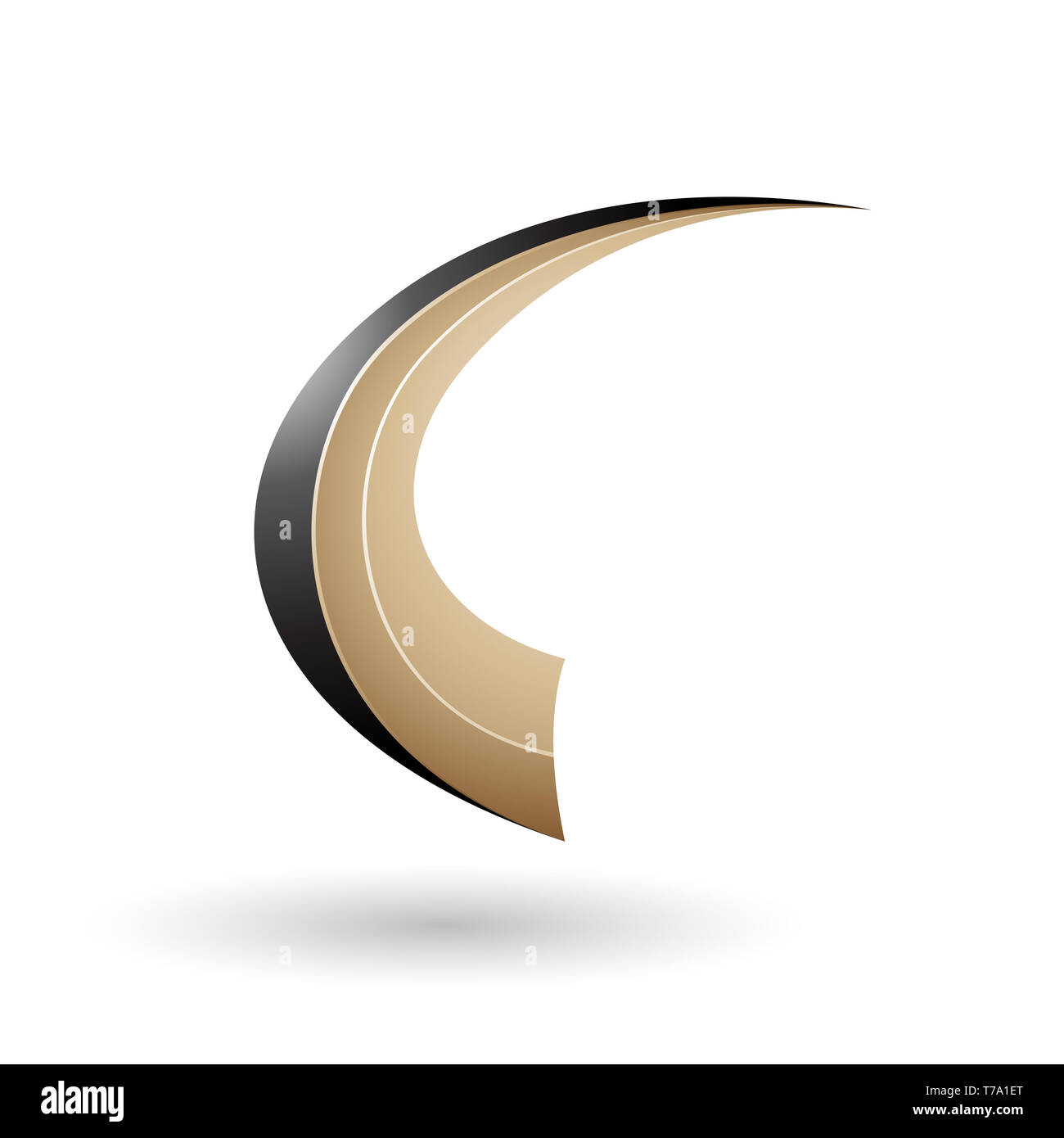 Vector Illustration of Black and Beige Dynamic Flying Letter C isolated ...