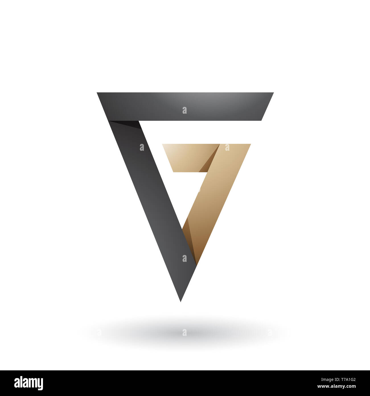 Vector Illustration of Black and Beige Folded Triangle Letter G ...