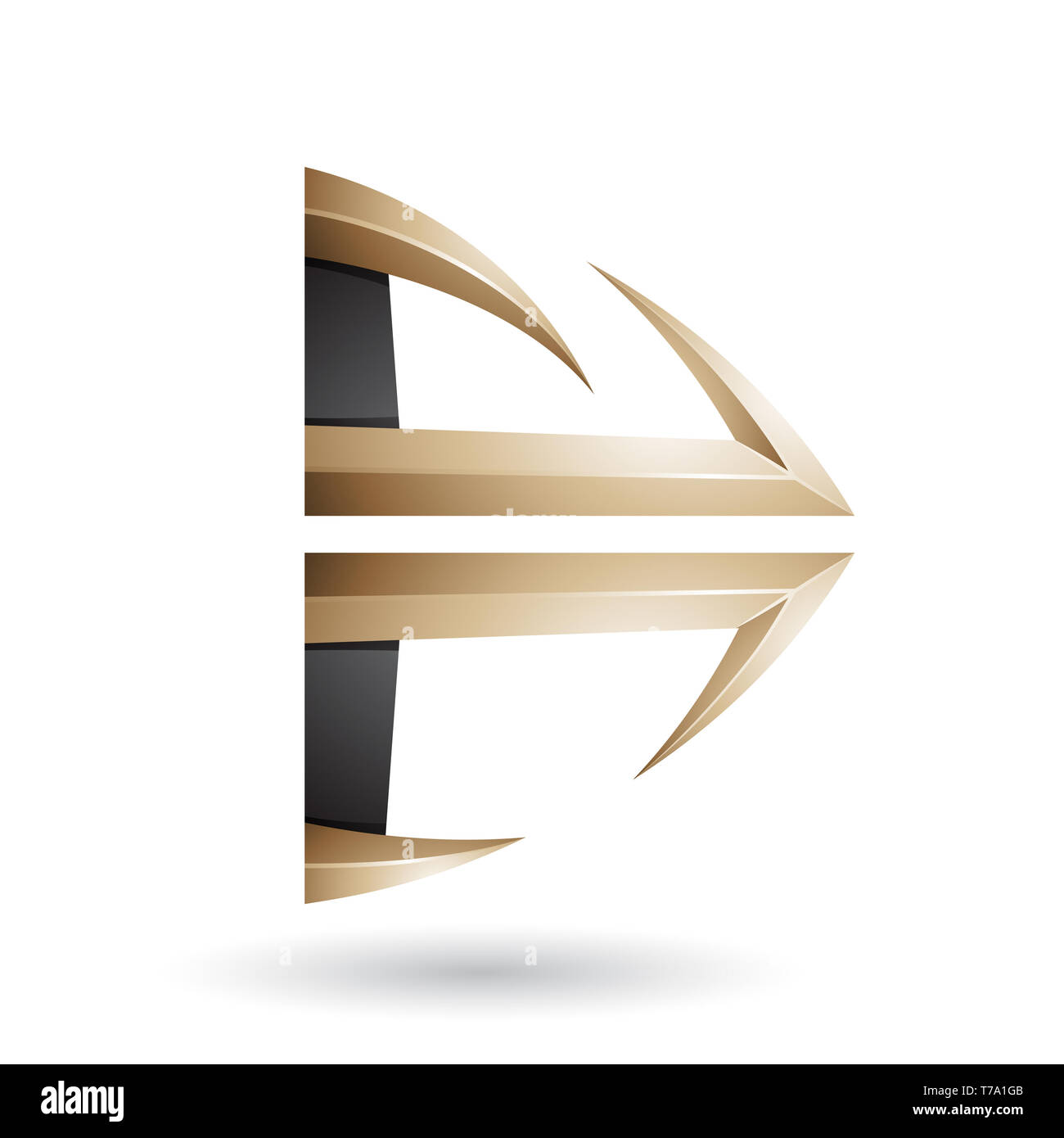 Vector Illustration of Black and Beige Glossy Embossed Arrow Shape ...