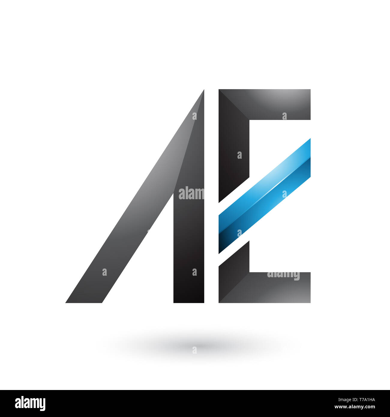 Vector Illustration of Black and Blue Geometrical Dual Letters of A and ...