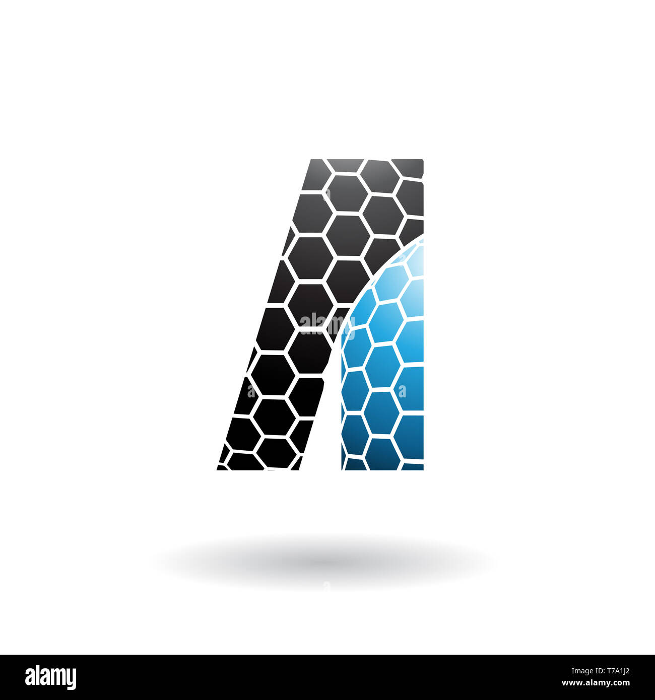 Vector Illustration of Black and Blue Letter A with Honeycomb Pattern ...