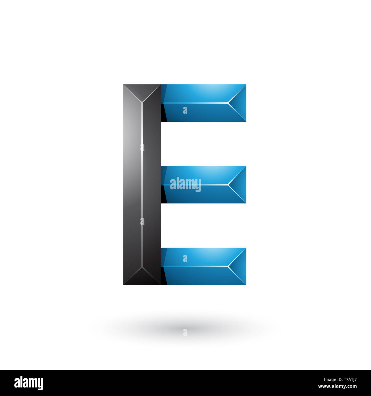 Vector Illustration of Black and Blue Pyramid Like Geometrical Letter E ...