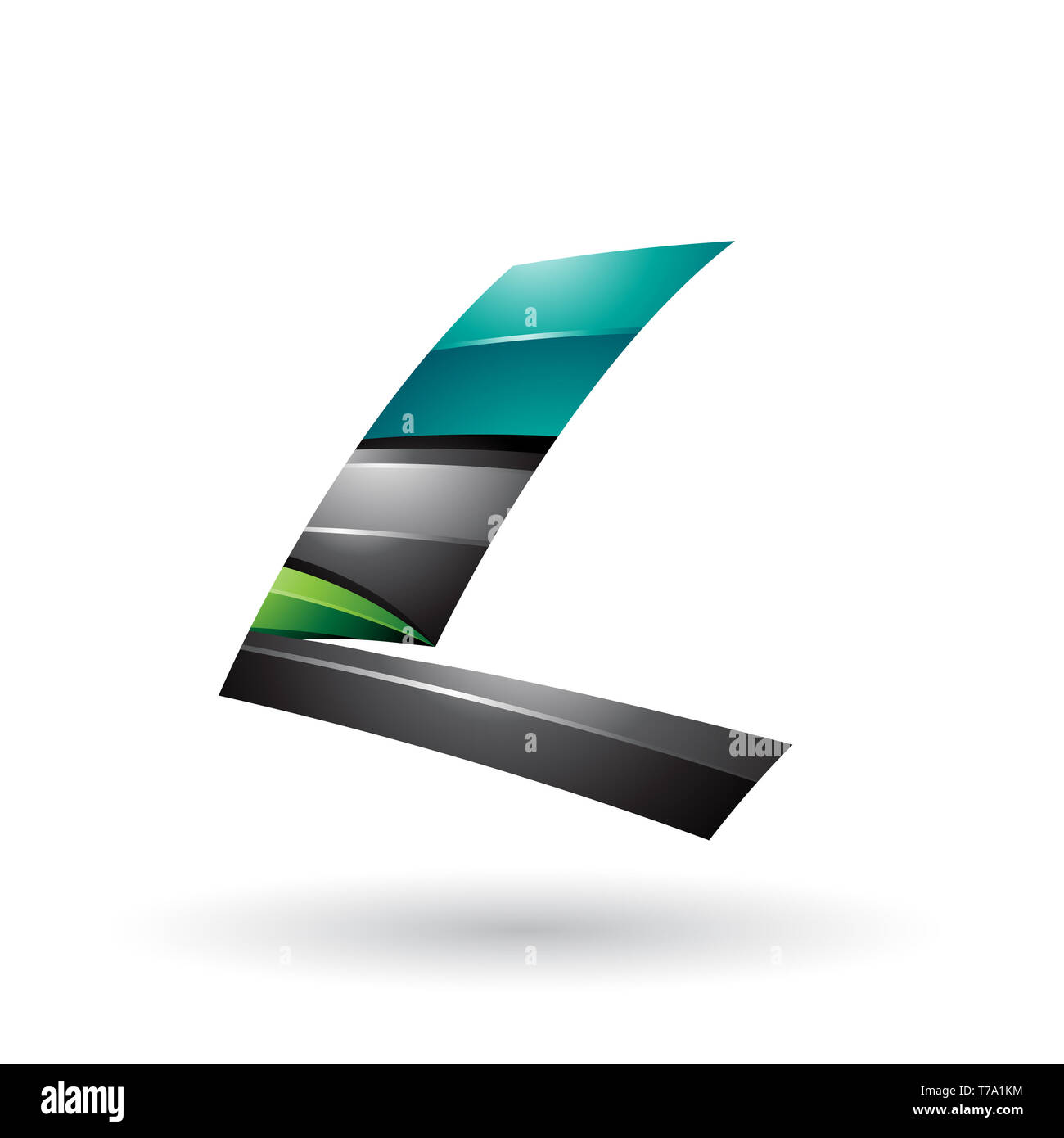 Vector Illustration of Black and Green Dynamic Glossy Flying Letter A ...
