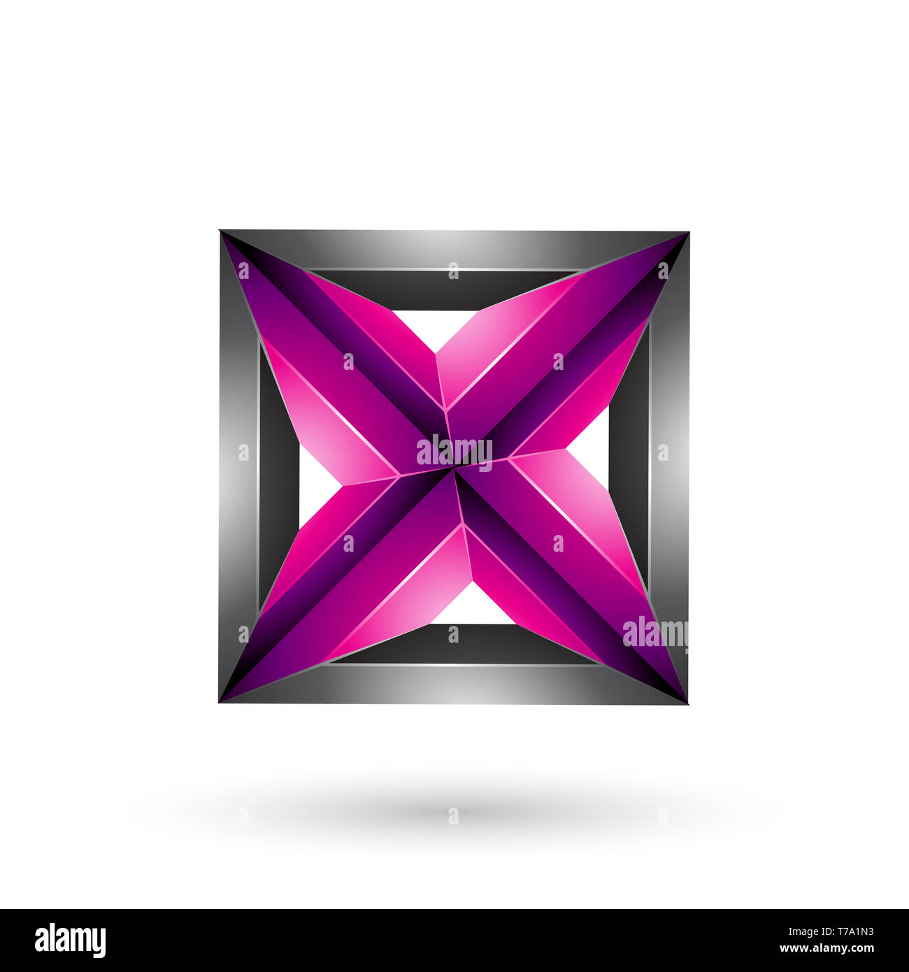 Vector Illustration of Black and Magenta 3d Geometrical Embossed Square ...
