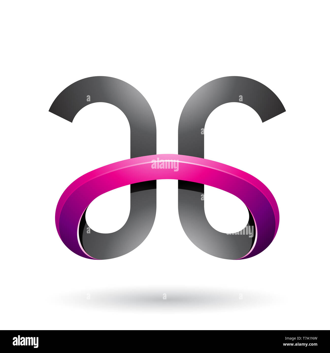 Vector Illustration of Black and Magenta Bold Curvy Letters A and G ...