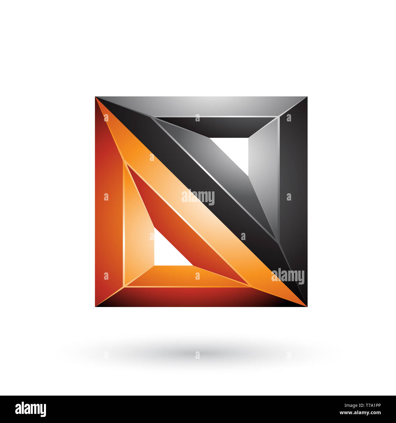 Vector Illustration of Black and Orange 3d Geometrical Embossed ...
