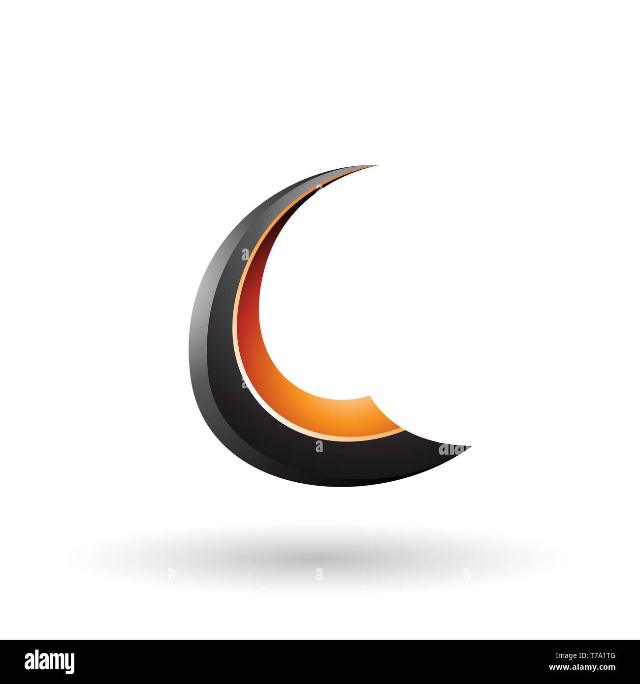 Vector Illustration of Black and Orange Glossy Flying Letter C isolated ...