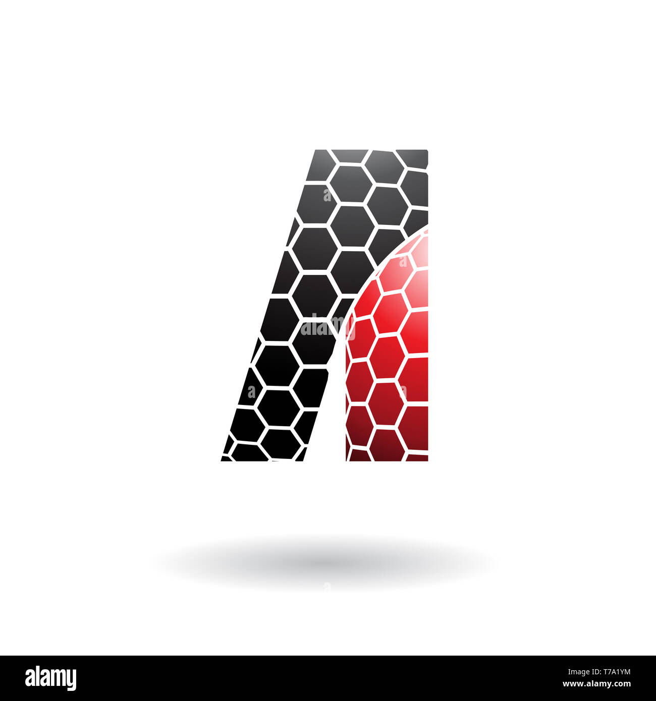 Vector Illustration of Black and Red Letter A with Honeycomb Pattern ...