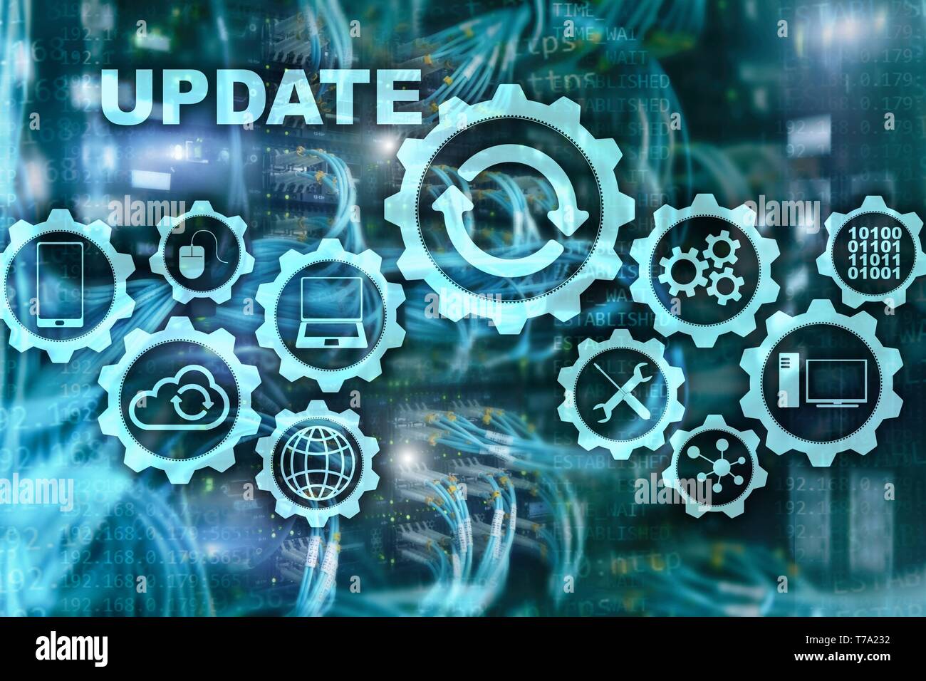 Update Software Computer on Virtual Screen Server Room Datacenter ...