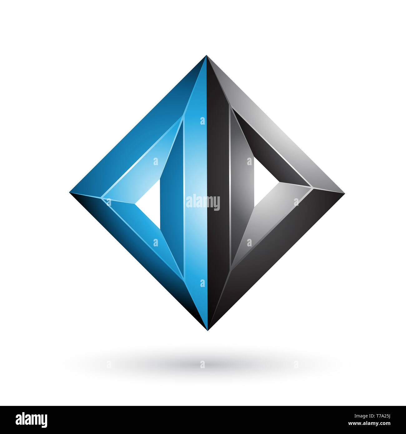Vector Illustration of Blue and Black 3d Geometrical Embossed Triangle ...
