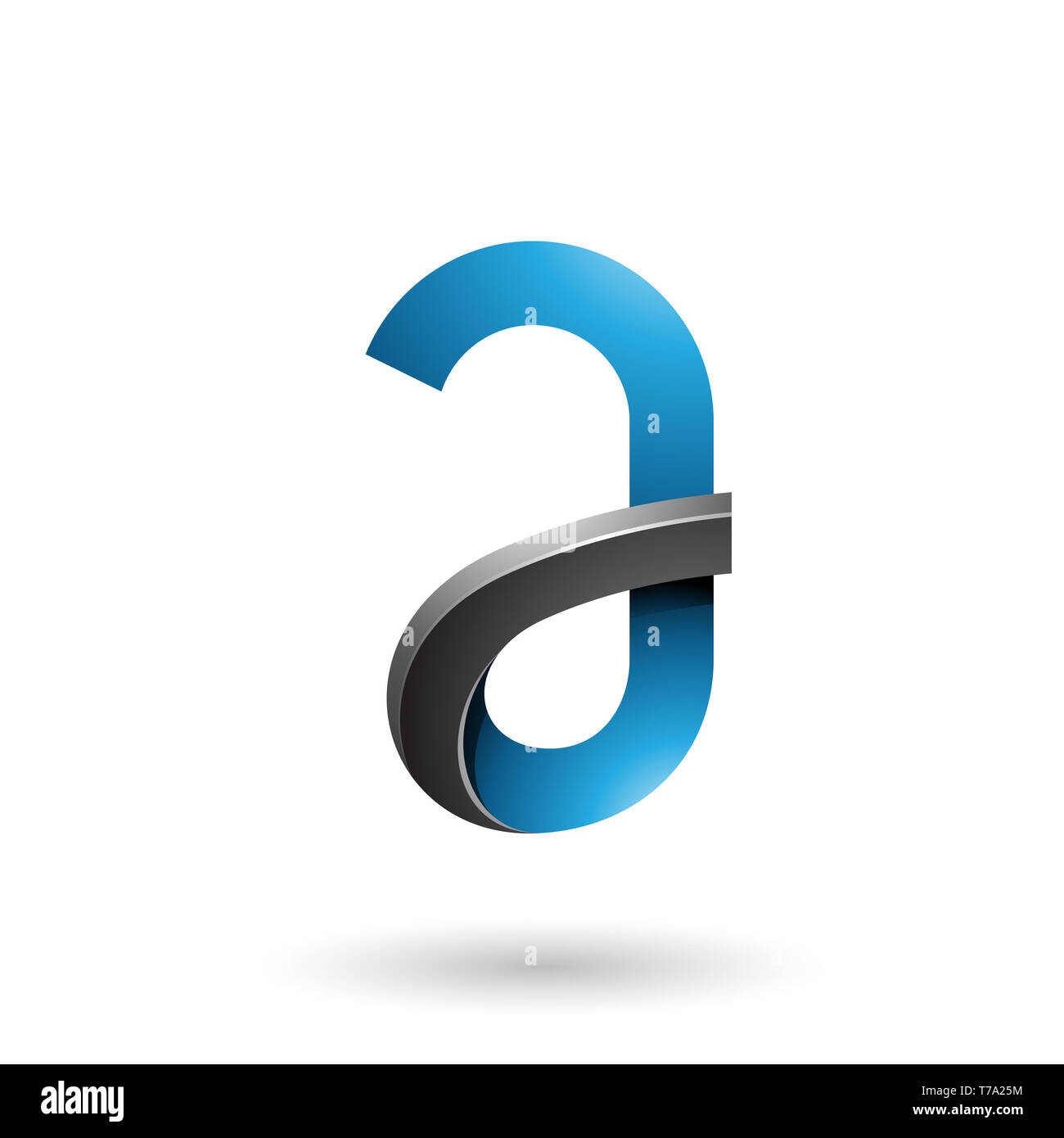 Vector Illustration of Blue and Black Bold Curvy Letter A isolated on a ...