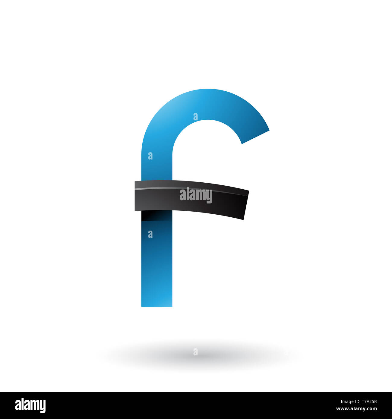 Vector Illustration of Blue and Black Bold Curvy Letter F isolated on a ...