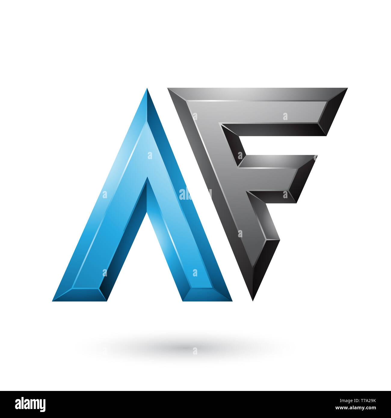 Vector Illustration of Blue and Black Glossy Dual Letters of Letters A ...