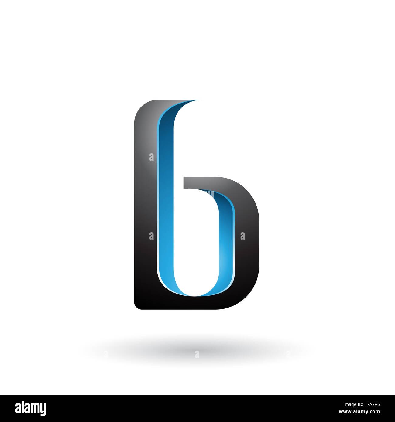 Vector Illustration of Blue and Black Shaded Letter B isolated on a ...