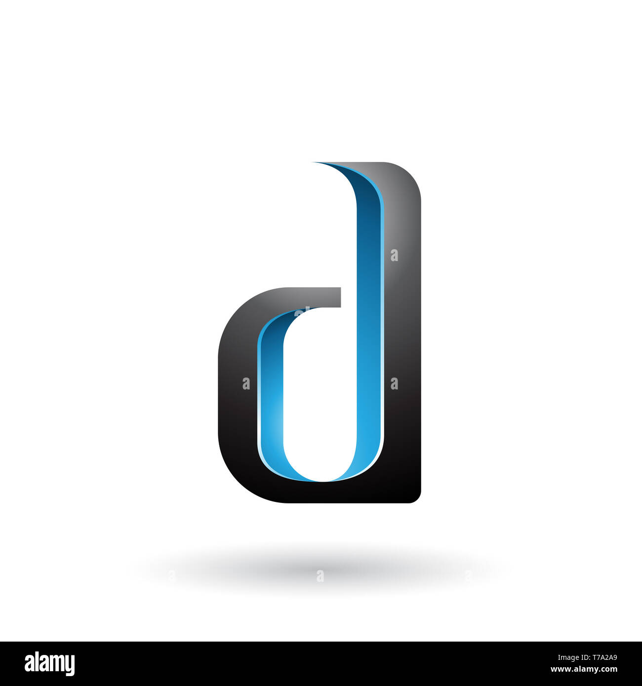 Vector Illustration of Blue and Black Shaded Letter D isolated on a ...