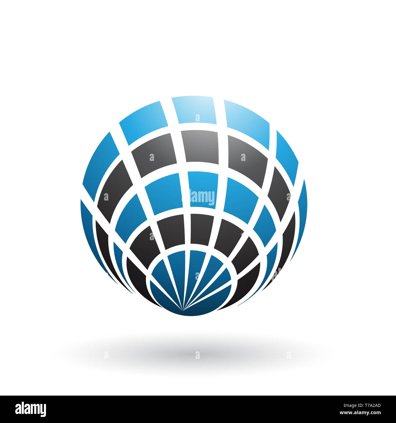 Vector Illustration of Blue and Black Shell Like Round Icon isolated on ...