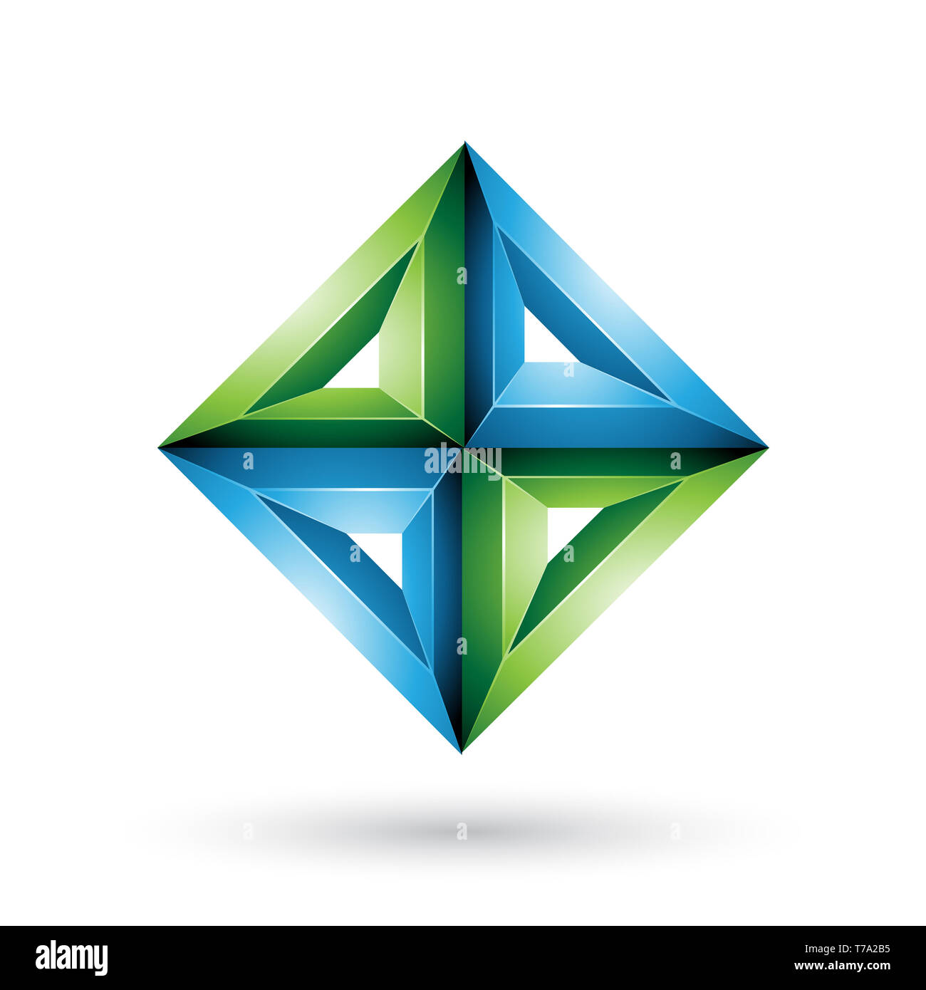 Vector Illustration of Blue and Green 3d Geometrical Embossed Diamond ...