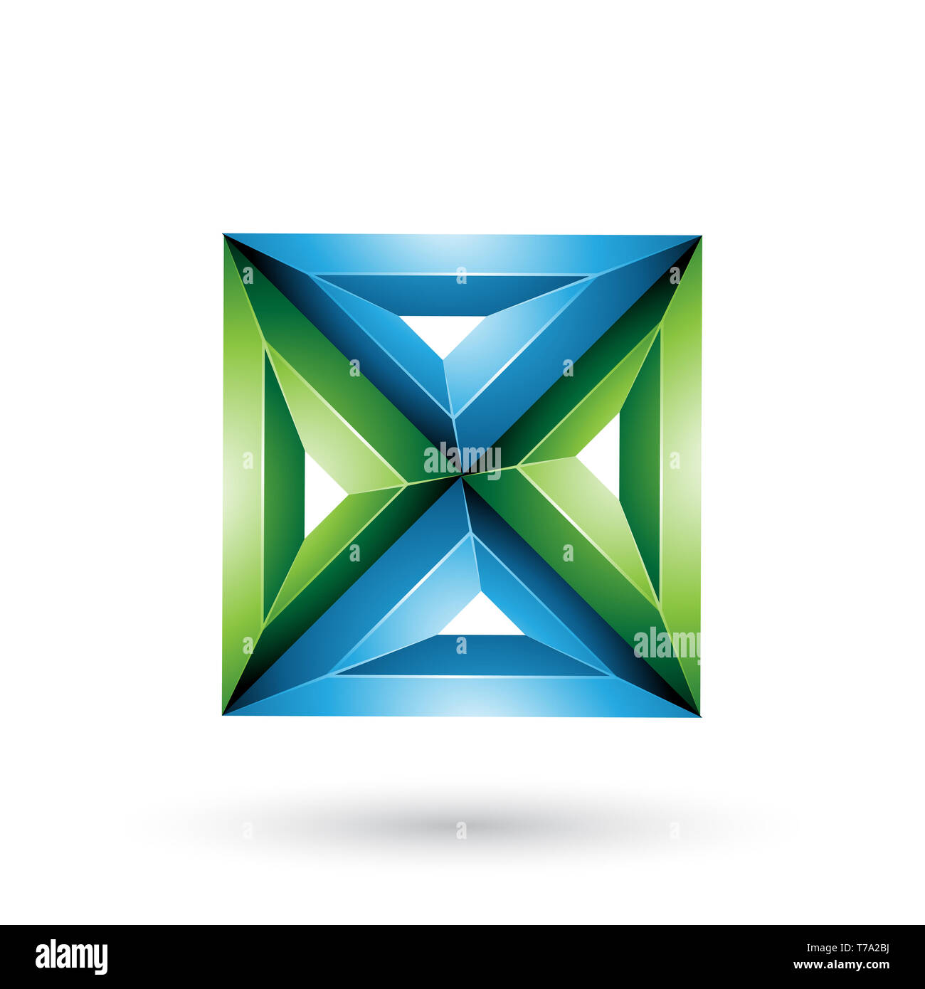 Vector Illustration of Blue and Green 3d Geometrical Embossed Square ...