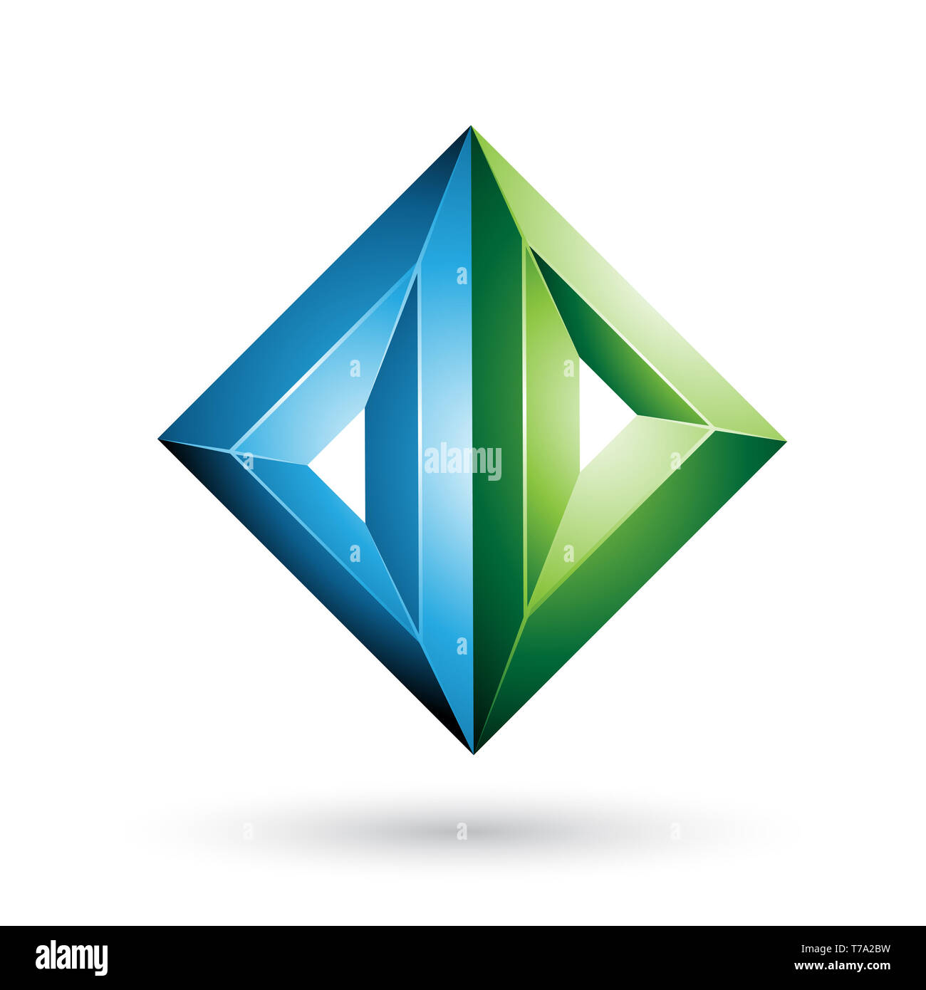 Vector Illustration of Blue and Green 3d Geometrical Embossed Triangle ...