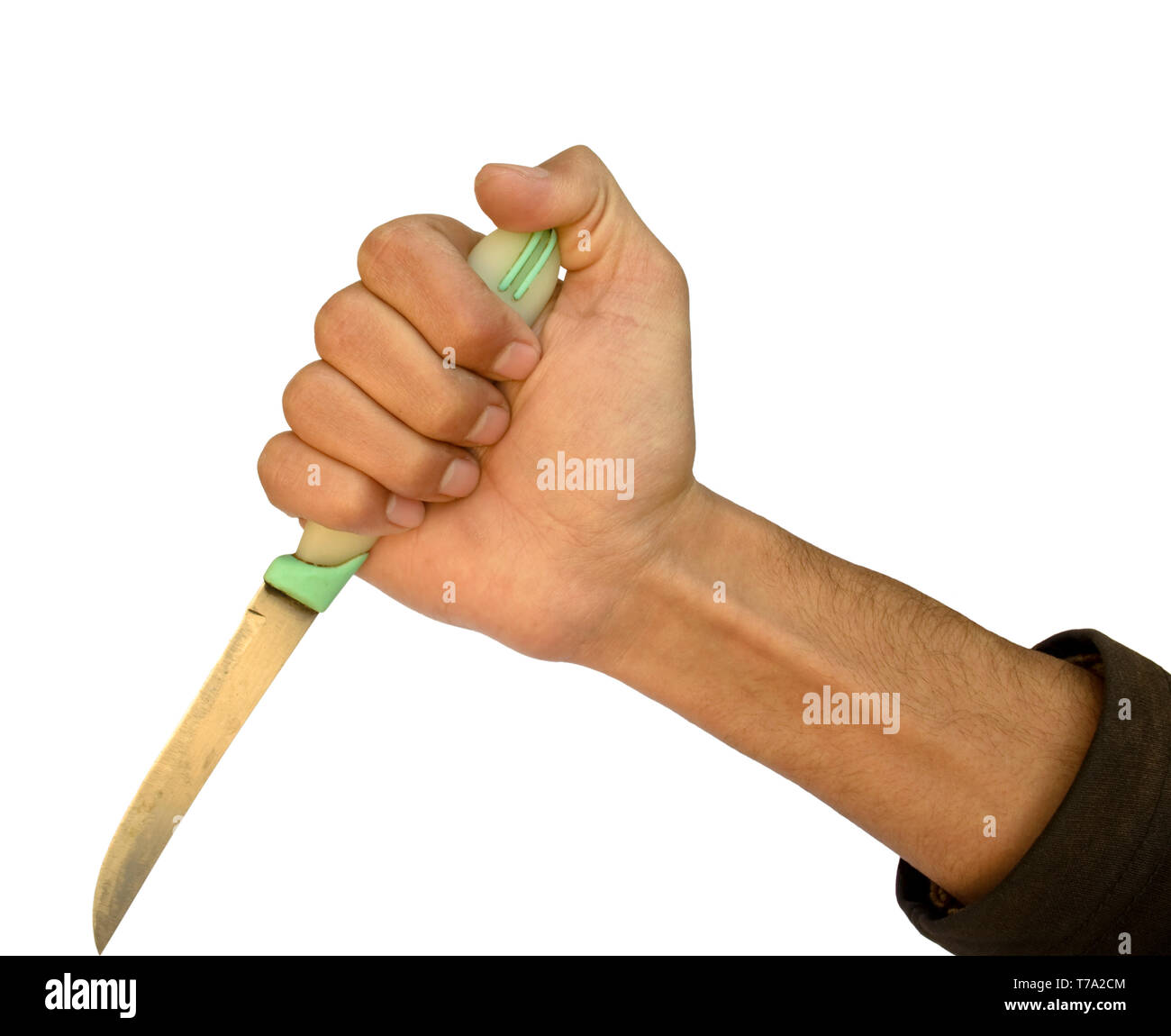 Hand holding a knife in self defense Stock Photo - Alamy