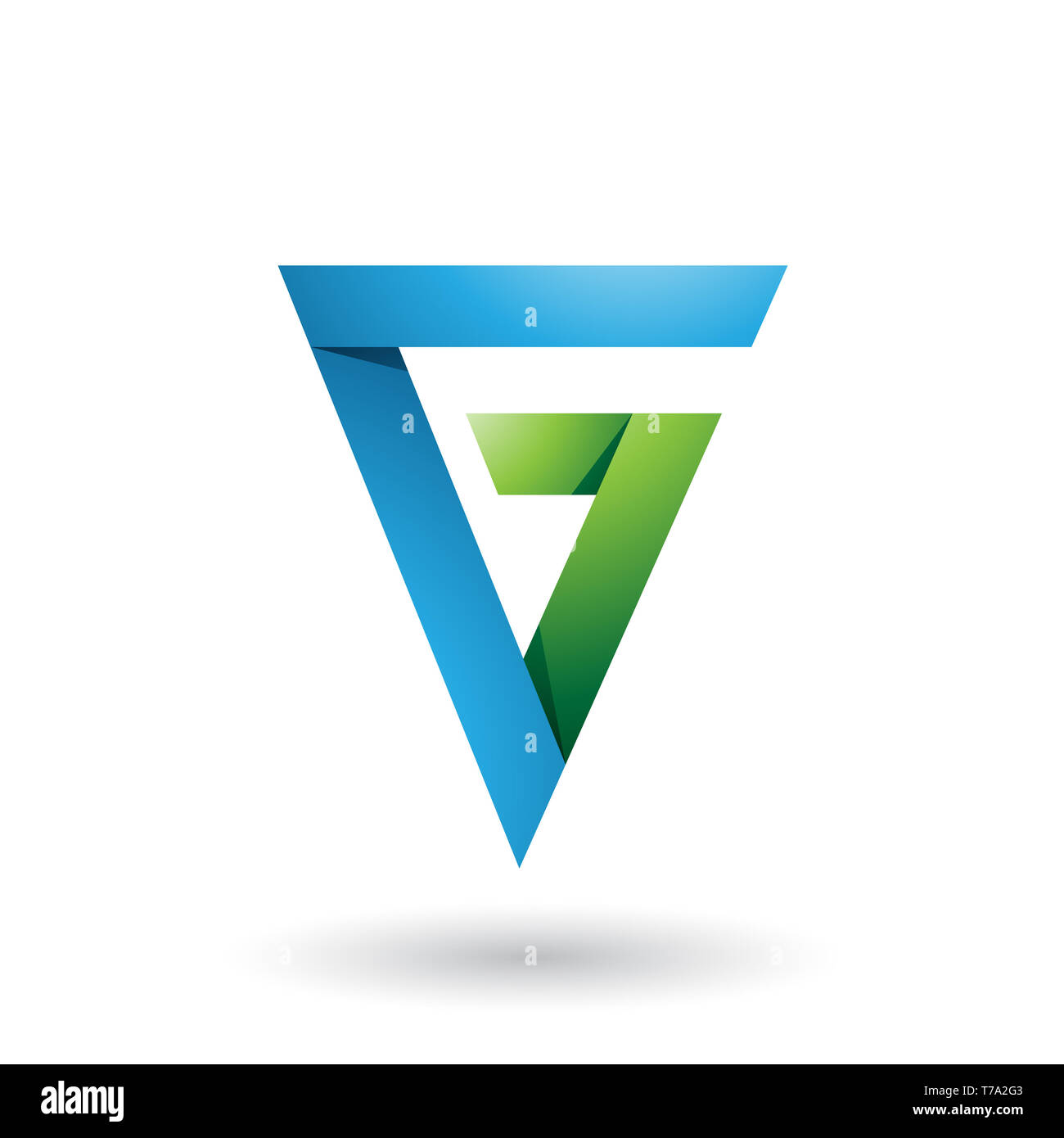 Vector Illustration of Blue and Green Folded Triangle Letter G isolated ...