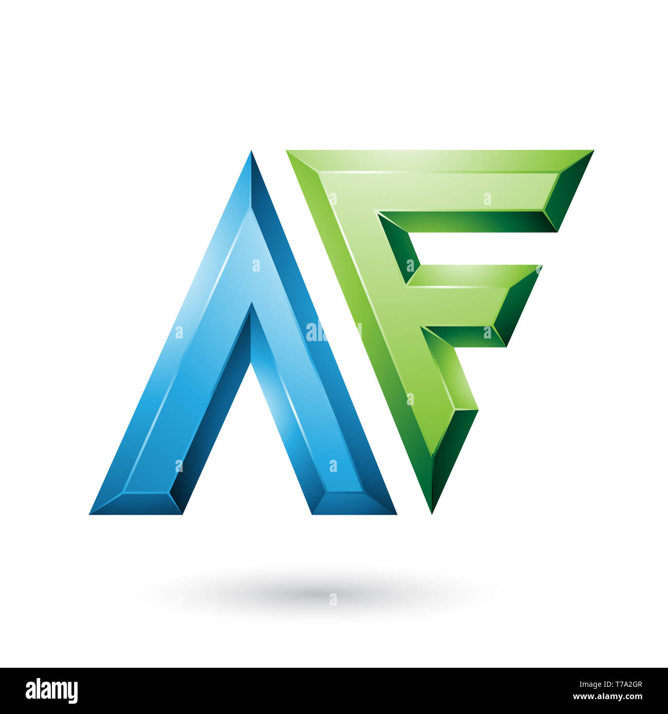 Vector Illustration of Blue and Green Glossy Dual Letters of Letters A ...