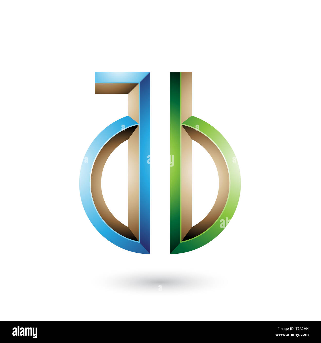 Vector Illustration of Blue and Green Key-like Symbol of Letters A and ...