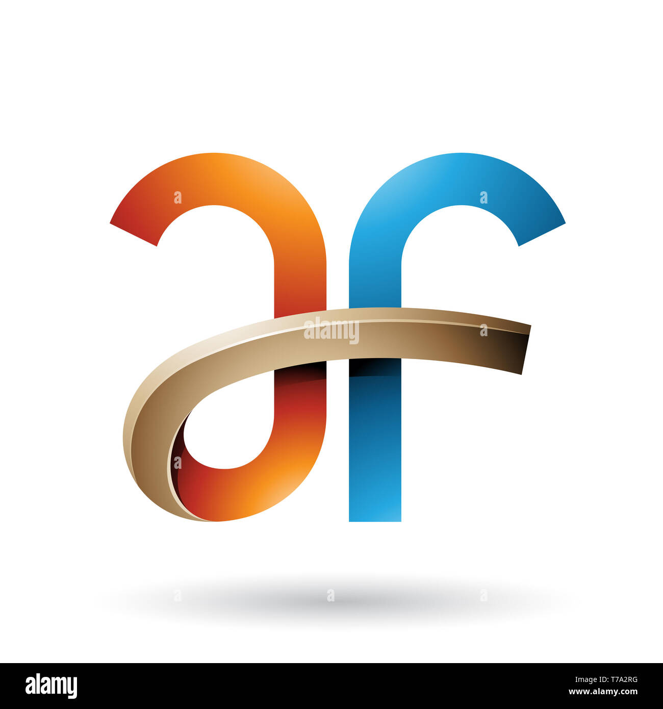 Vector Illustration of Blue and Orange Bold Curvy Letters A and F ...