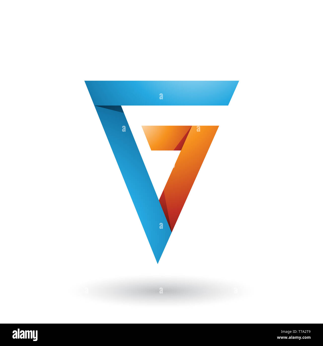 Vector Illustration of Blue and Orange Folded Triangle Letter G ...