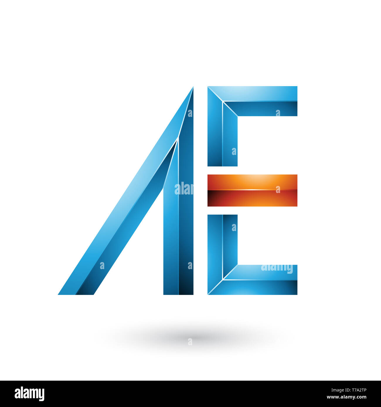 Vector Illustration of Blue and Orange Glossy Dual Letters of A and E ...