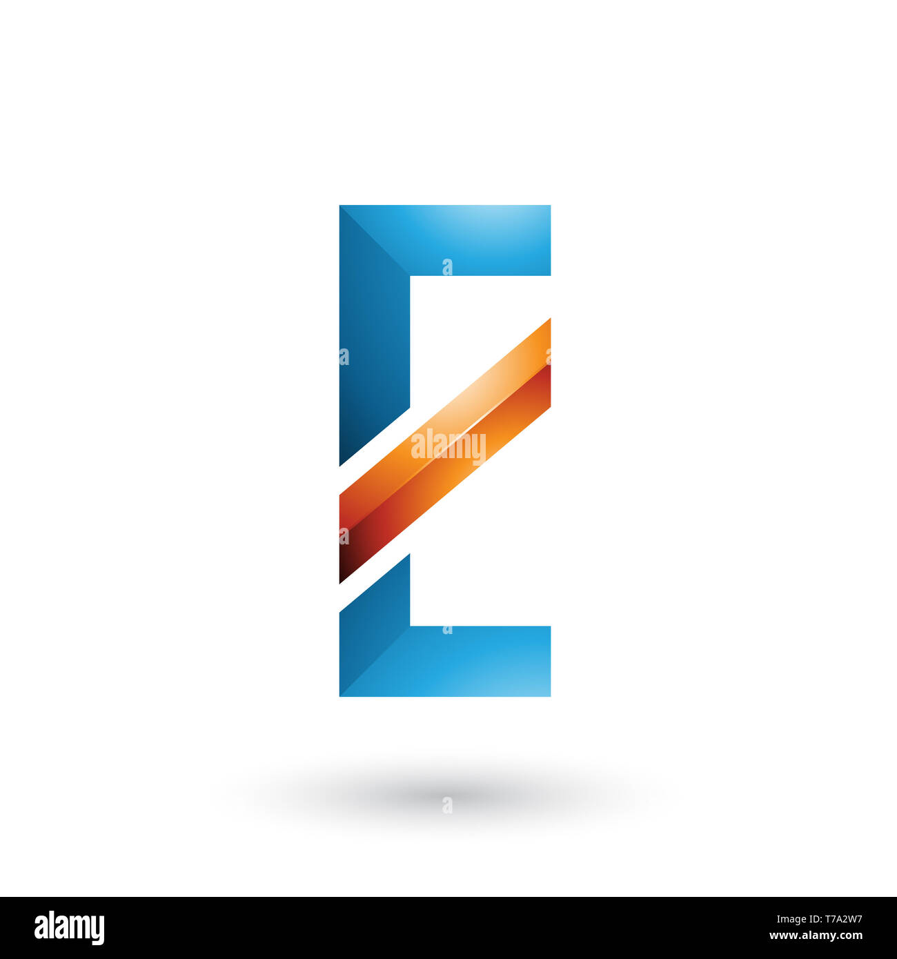 Vector Illustration of Blue and Orange Letter E with a Diagonal Line ...