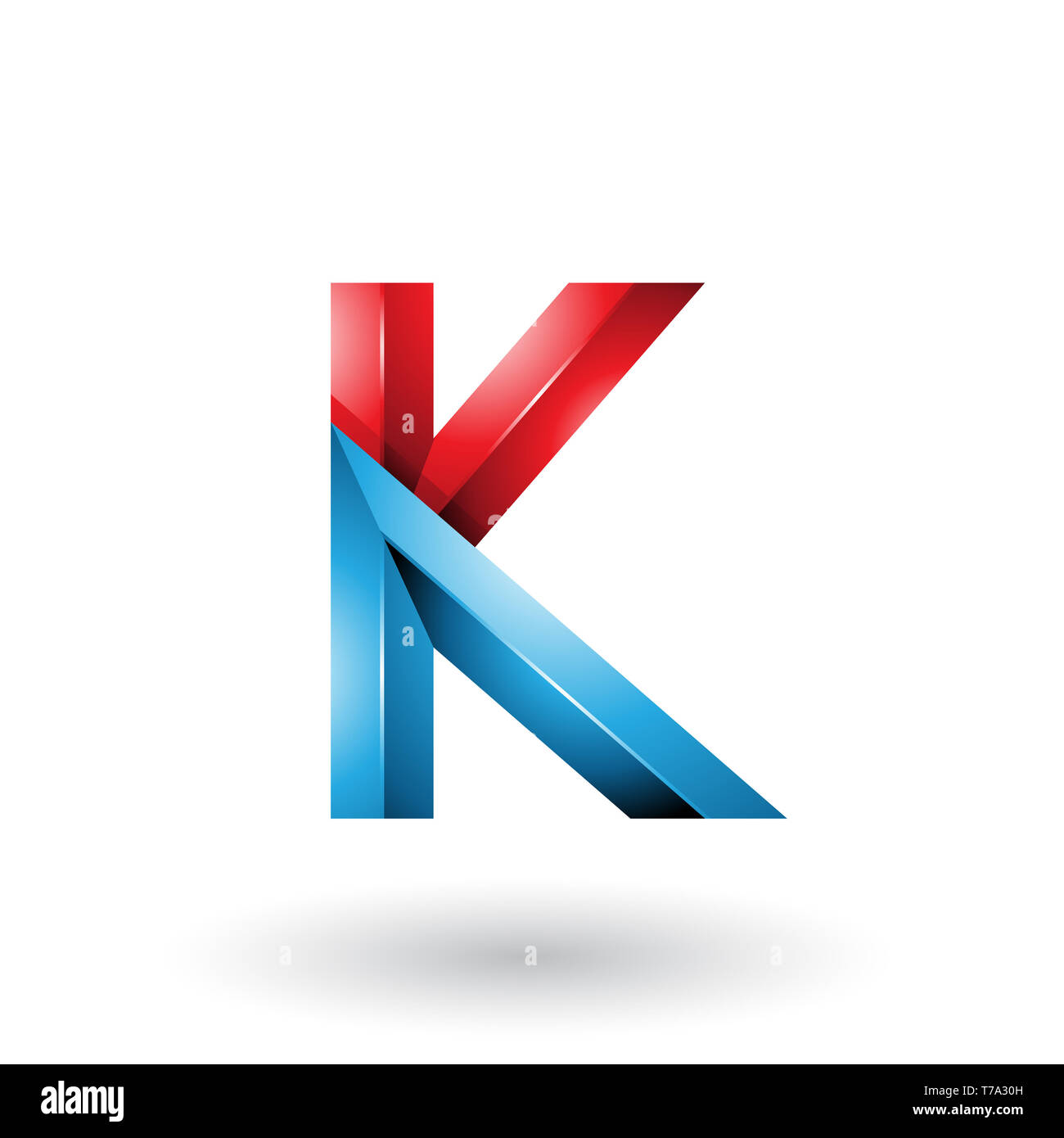 Vector Illustration of Blue and Red Glossy 3d Geometrical Letter K ...