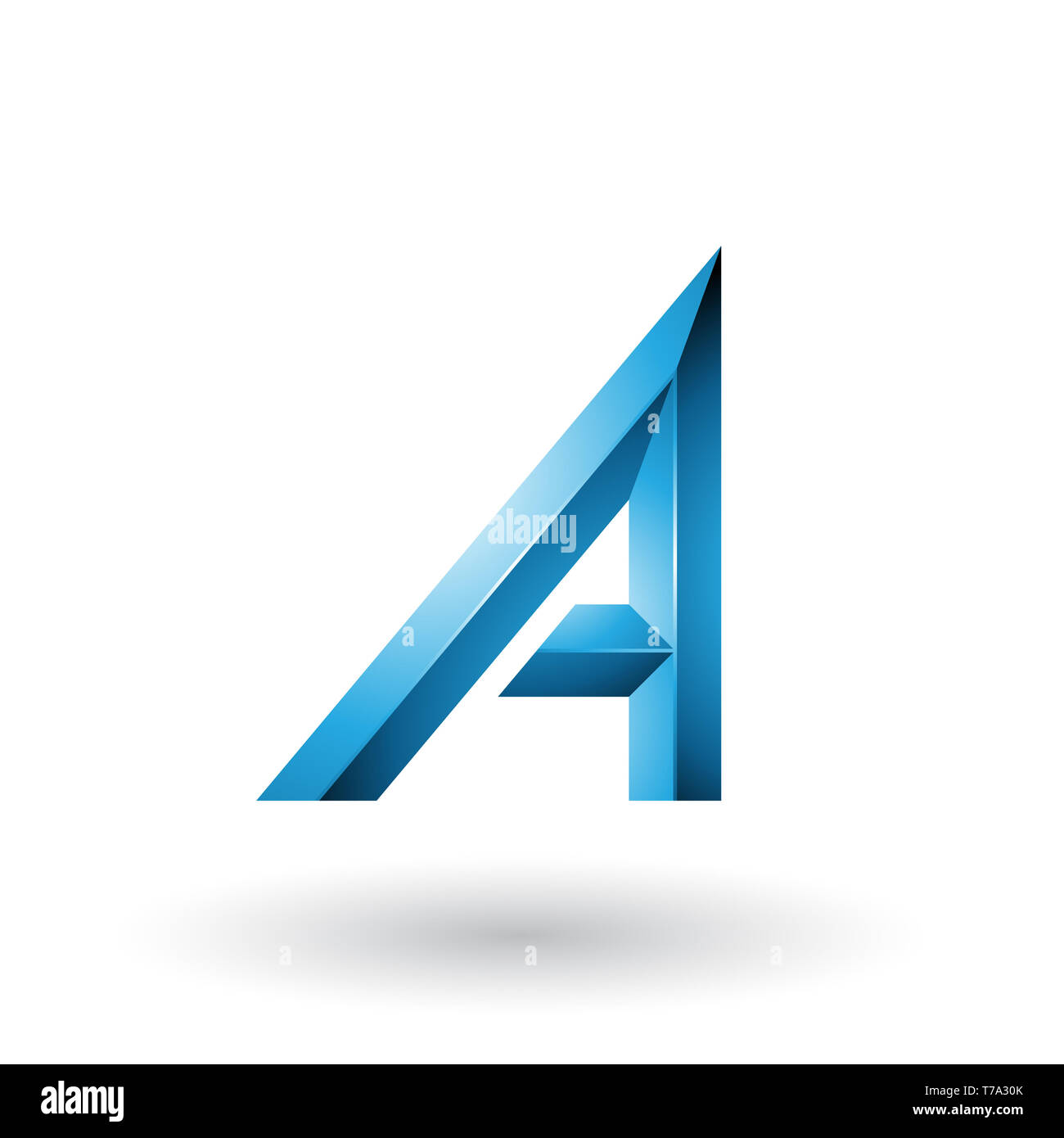 Vector Illustration of Blue Bold and Curvy Geometrical Letter A ...