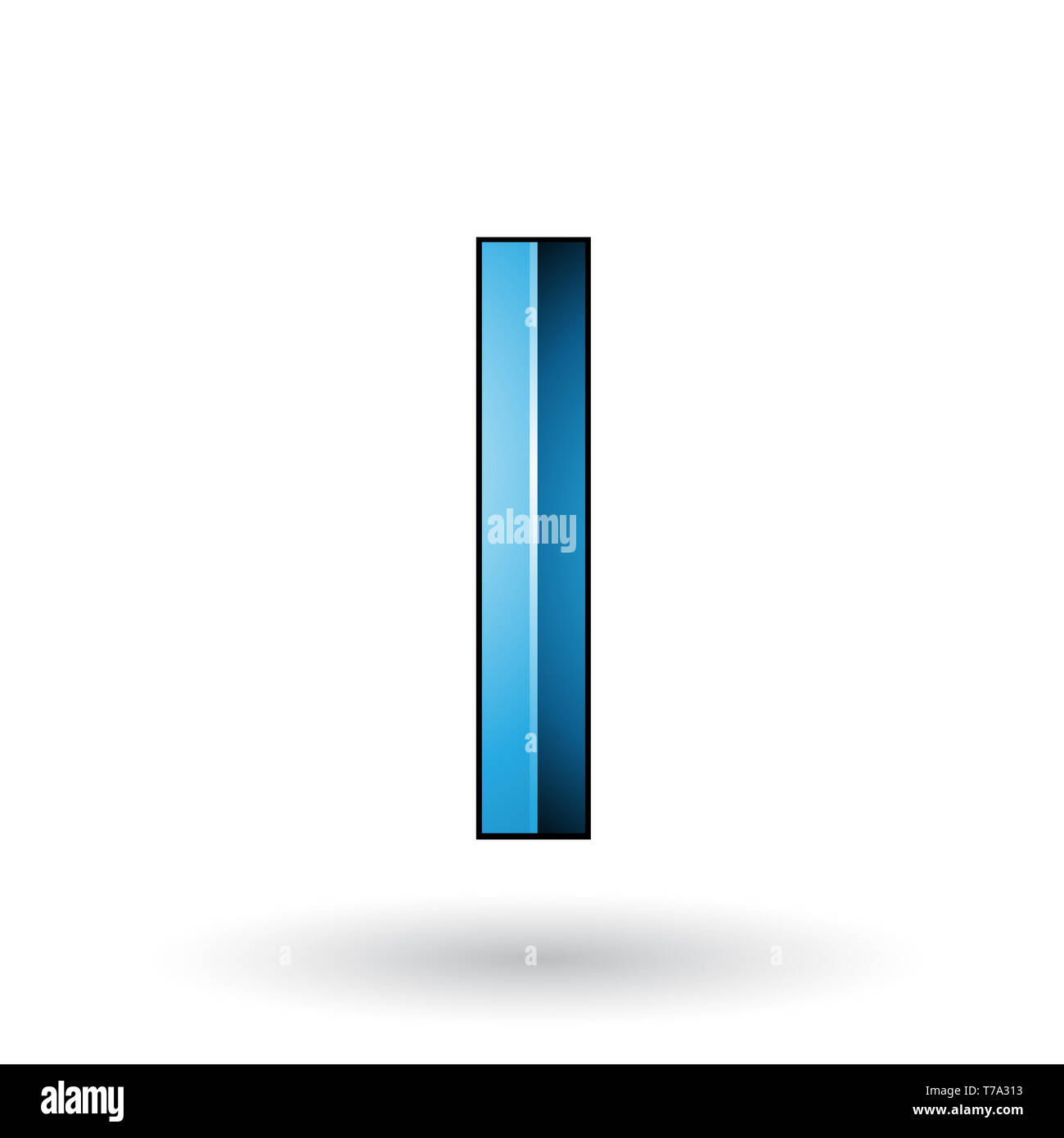 Vector Illustration of Blue Glossy Embossed Letter I with a Dark Stroke ...