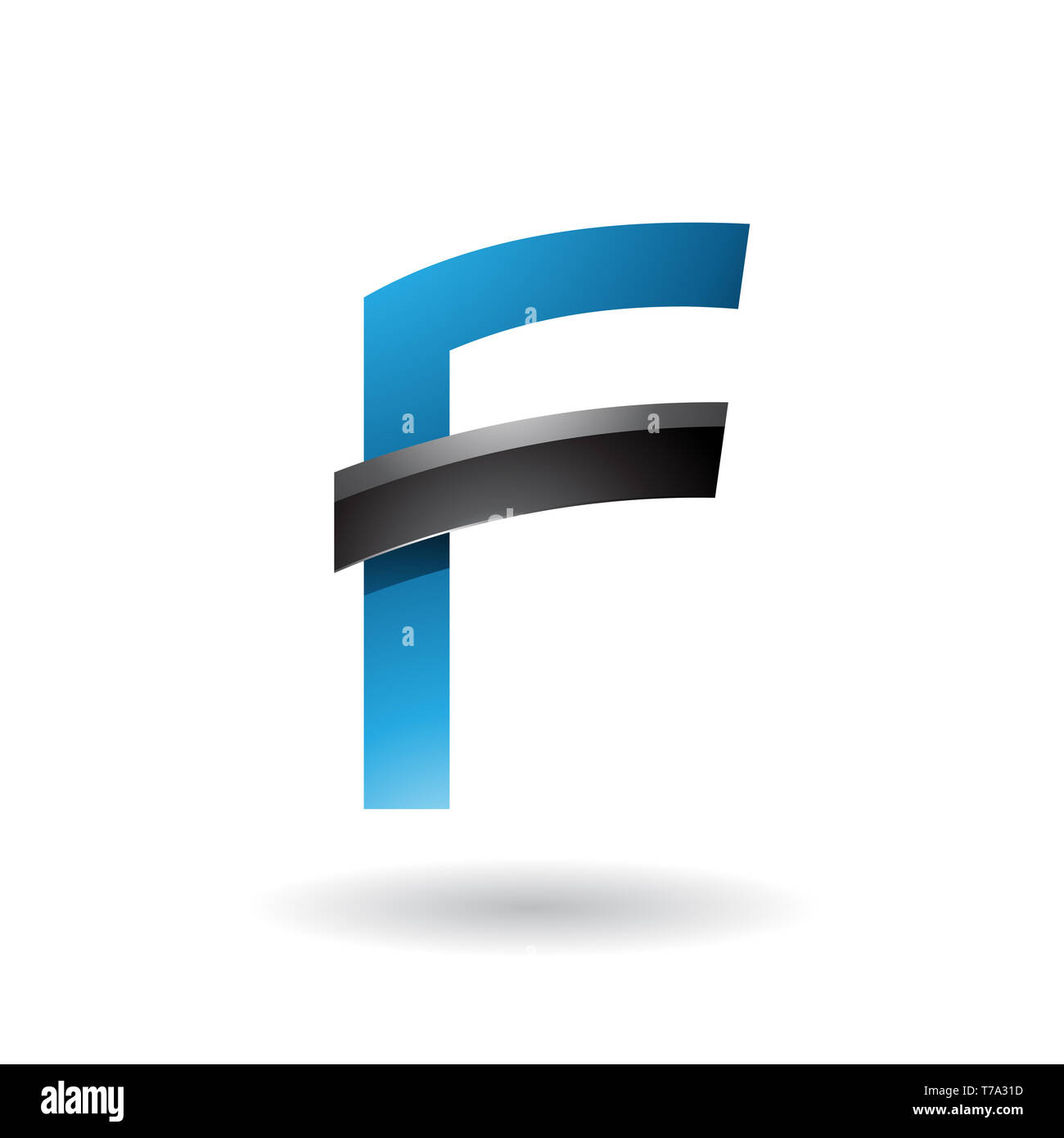 Vector Illustration of Blue Letter F with Black Glossy Stick isolated ...