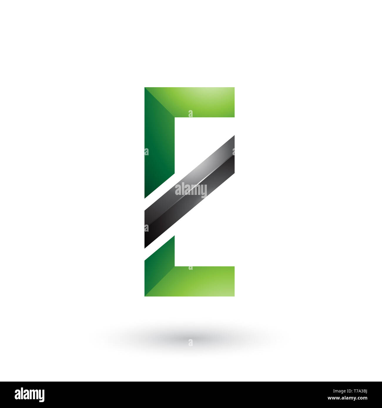 Vector Illustration of Green and Black Letter E with a Diagonal Line ...