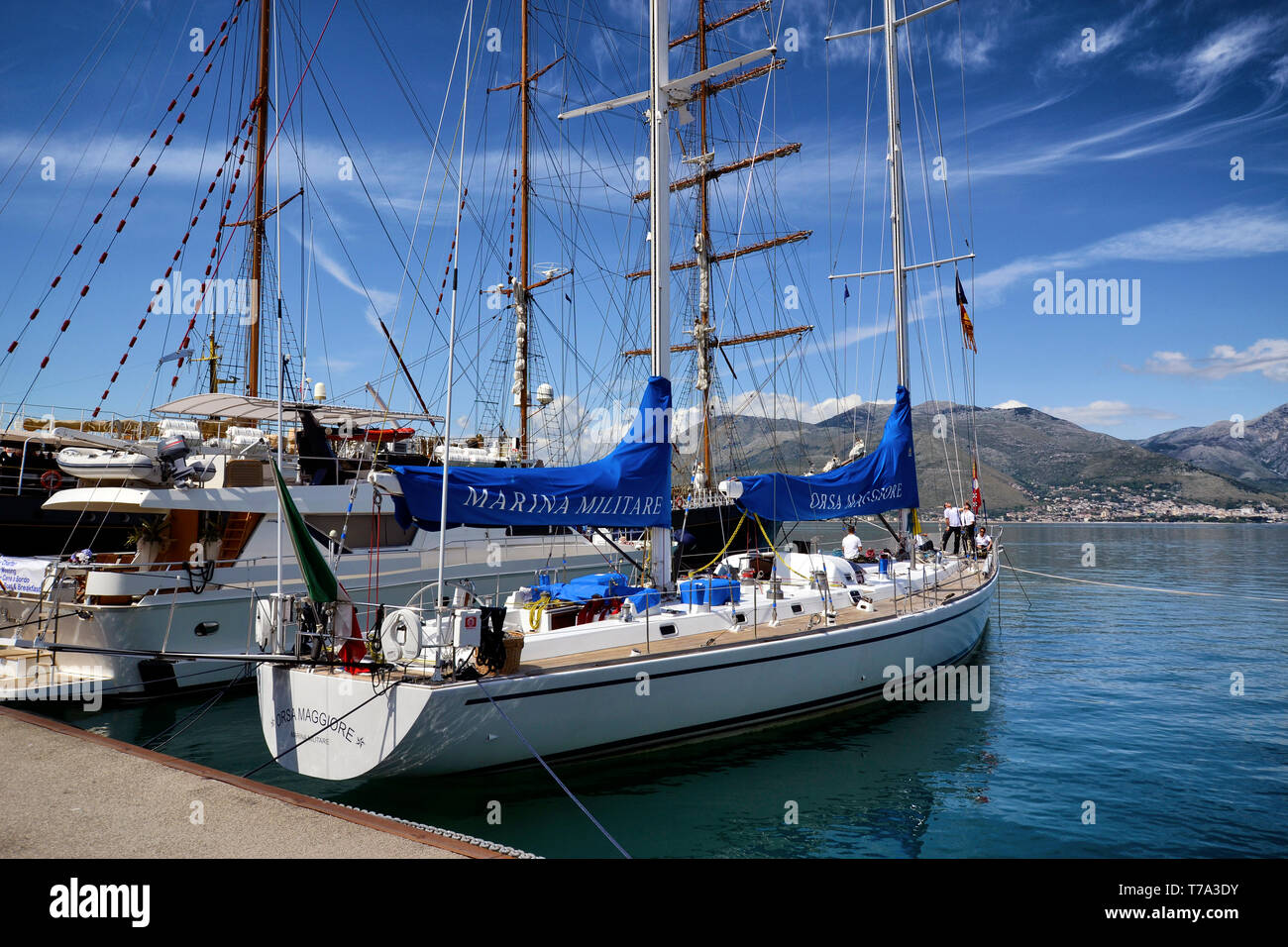 Sailing ship at harbor Stock Photo - Alamy