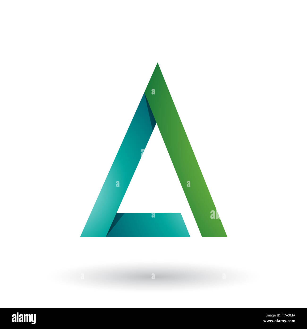 Vector Illustration of Green Folded Triangle Letter A isolated on a ...