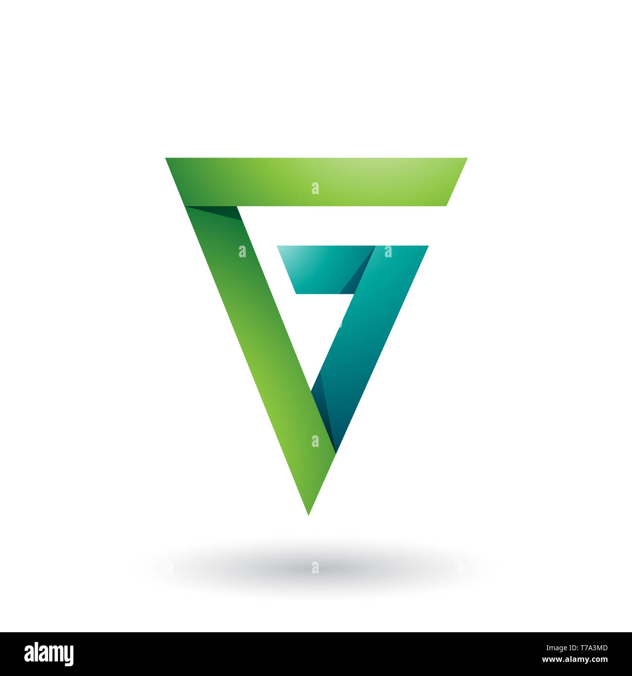Vector Illustration of Green Folded Triangle Letter G isolated on a ...